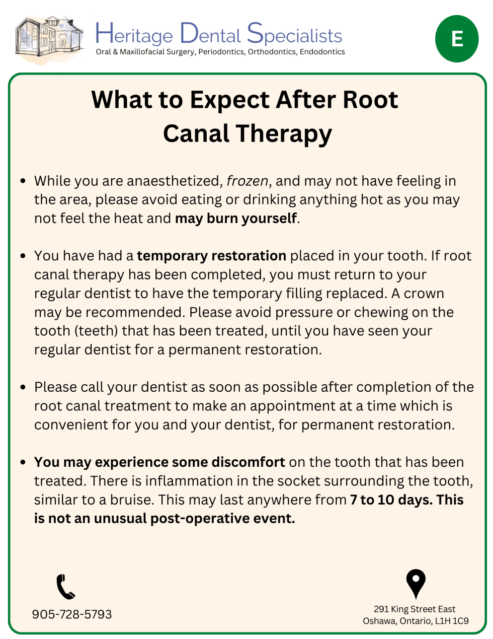 Endo Post Op - Heritage Dental Specialists